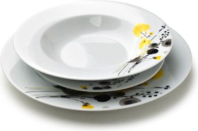 Porcelánová jídelní sada LEA Yellow 18 ks bílá/žlutá