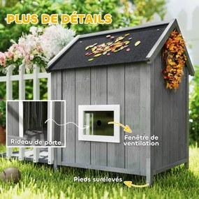 PawHut Dřevěný Psí Domek s Terasou a Zábradlím, Venkovní Psí Domeček se Skluzdoor a Špičatou Bitumenovou Střechou, pro Zahradu, Dvůr, Verandu, Patio,…