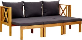 vidaXL 3místná zahradní lavice s poduškami 179 cm masivní akácie [310310] Barva: Tmavě šedá