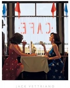 Umělecký tisk Jack Vettriano - Cafe Days, Jack Vettriano, (40 x 50 cm)