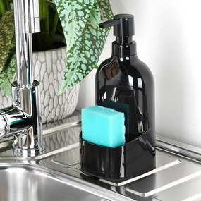 VILDE Dávkovač mycího prostředku s nádobou na houbičku, černý, 500 ml