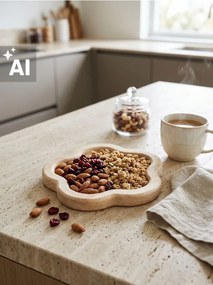 Sinsay - Dřevěný servírovací podnos ve tvaru květiny - béžová