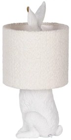 Bílo-zlatá stolní lampa králík s bílým režným stínidlem Konijn – 20x43 cm