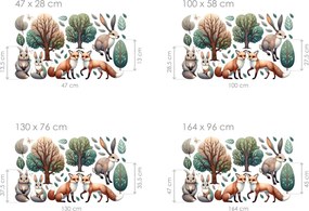 Stromy se zvířátky samolepky na zeď arch 100 x 58 cm