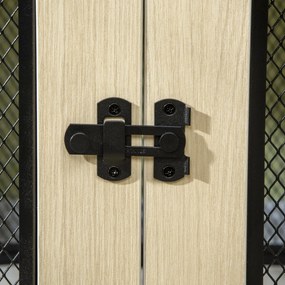 PawHut klec pro psy s polštářem 2 dveře klec pro psy a psí bouda pro malé a střední psy dub 94x60x71,5cm univerzální | Aosom.de