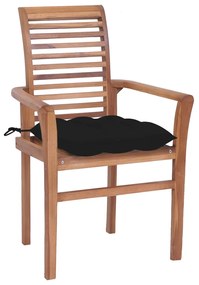 vidaXL Jídelní židle 2 ks černé podušky masivní teak