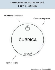 Samolepka na kořenky ČUBRICA průhledná 5 cm tučné písmo