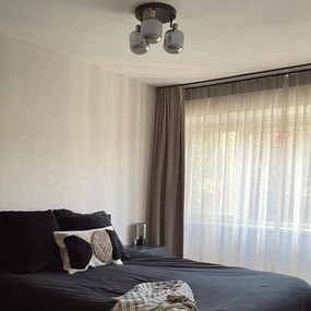 Stropní bodové světlo černé se zlatem a kouřovým sklem 3-světlo - Zuzanna