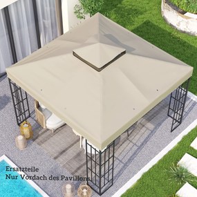 Náhradní střecha pro altán Outsunny 3 x 3 m, voděodolná střecha altánu, dvojitá náhradní pokrývka pro zahradní altán, vyrobená z Oxfordské tkaniny, 3…
