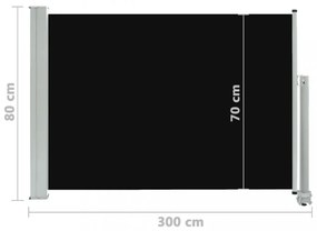Zatahovací boční markýza 80x300 cm Dekorhome Černá