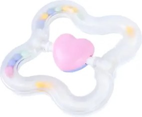 Chrastítko srdce s kuličkami pastelové transparentní / 8,5 cm / plast