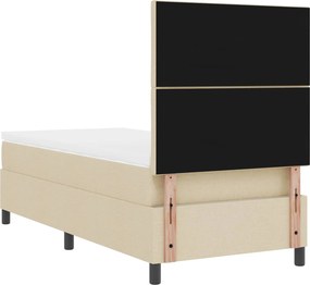 Postel s boxspringem s čelo Krémová 100 x 200 cm textil 3339446