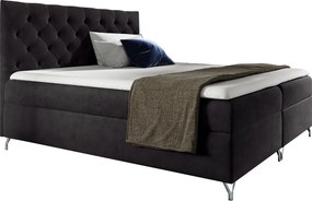 Boxspringová postel, 200x200, černá látka Velvet, GULIETTE + dárek