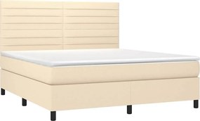 Box spring postel s matrací a LED krémová 180x200 cm textil 3134978