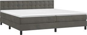 Box spring postel s matrací a LED tmavě šedá 200x200 cm samet 3134664