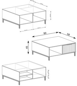 STYLES k | obdélníkový konferenční stolek LS-6 | 90x58 cm | 3D povrch | kašmír