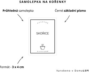 SKOŘICE - Samolepka na kořenky 3 x 4 cm - DomaLEP varianta: PRŮHLEDNÁ - základní písmo