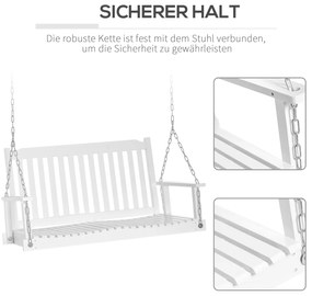 Zahradní houpačka Outsunny Houpací lavice pro 2 osoby z masivního dřeva, ideální na terasu a zahradu, bílá, 117x69x60cm | Aosom.de
