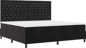 Postel s boxspringem s matrací s čelo Černý 200 x 200 cm samet 3339790