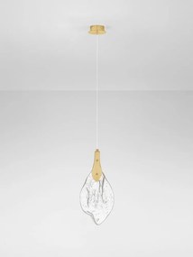 Ocelové LED stmívatelné závěsné svítidlo ve zlaté barvě se skleněným stínidlem ø 17,5 cm Bellina – Nova Luce
