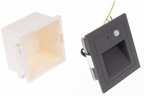 T-LED LED vestavné svítidlo PIR-LOPEN-G-IP65 šedé Denní bílá