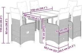 7dílný zahradní bistro set s poduškami béžový polyratan 3277099