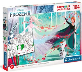 Clementoni - Puzzle 104 Double face colouring Frozen 2
