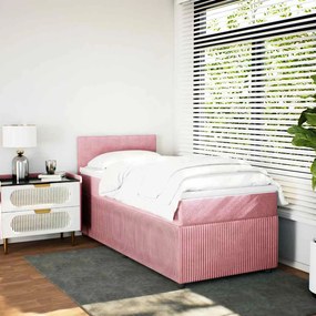 Box spring postel s matrací růžová 80 x 200 cm samet 3289889