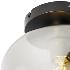 Designové stropní svítidlo černé se zlatou barvou s kouřovým sklem - Zuzanna