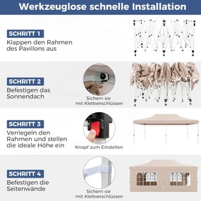 Costway Pavilon skládací pavilon s 6 odnímatelnými bočními stěnami a pytli