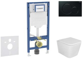Geberit Duofix - Set předstěnové instalace, klozetu Arkas I sedátka softclose, tlačítko Sigma01, černá SANI11CA5123B
