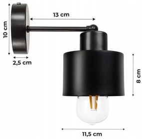 Nástěnná lampa - kinkiet - KUBEK - E27 - černý