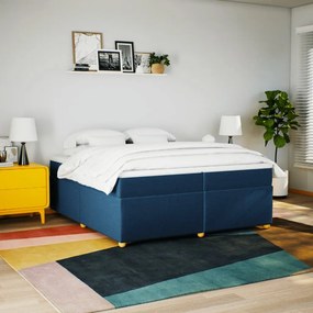Box spring postel s matrací modrá 200x200 cm textil 3285407