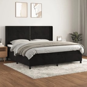 Box spring postel s matrací černá 200x200 cm samet 3132641