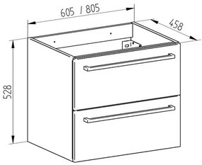 EBS Pure skříňka umyvadlová 61 cm, bílá/dub Ribbeck