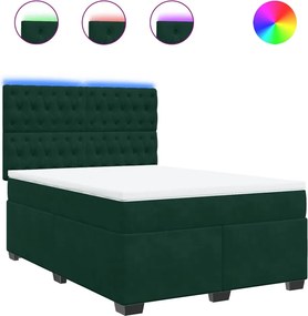 Box spring postel s matrací tmavě zelená 160x200 cm samet 3293263