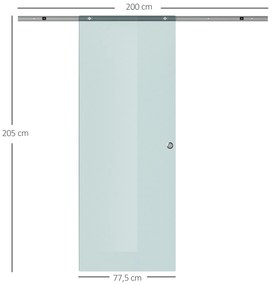 HOMCOM Posuvné skleněné dveře Posuvné skleněné dveře do místnosti, matné sklo, 775/900/1025x2050 mm| Aosom