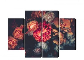 Vícedílný obraz Barevné Květiny Pro Vintage Styl Nedostatek Nedostatek Plátno Canvas 120x90