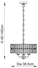 Endon 104466 - Lustr na řetězu CLIFTON 3xE14/6W/230V lesklý chrom/čirá