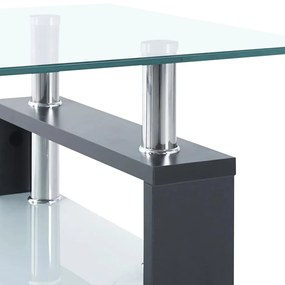 vidaXL Konferenční stolek šedý a průhledný 95x55x40 cm tvrzené sklo