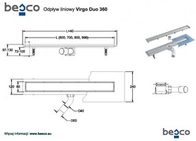 BESCO Odtokový žlab VIRGO 360 DUO Rozměr A - 70 cm ZLOL70V360