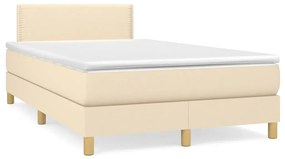 vidaXL Box spring postel s matrací a LED krémová 120x190 cm textil