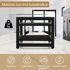 Stojan na víno 2-patrový na 8 lahví, černý JV10899