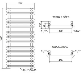 Mexen Akan koupelnový radiátor 1080 x 500 mm, 784 W, Bílá - W121-1080-500-00-20