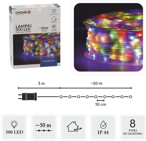 Světelný řetěz - světelný had 500 LED micro 50m Vícebarevný