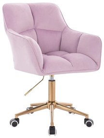 LuxuryForm DESIGN Otočné křeslo AMALFI VELUR na zlaté podstavě s kolečky - levandule