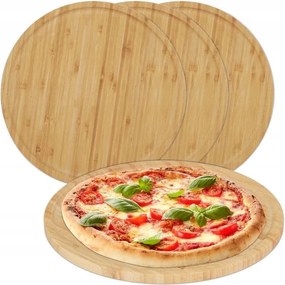 4 x prkénko na pizzu Ø 32 cm z bambusu Relaxdays, komplet do kuchyně
