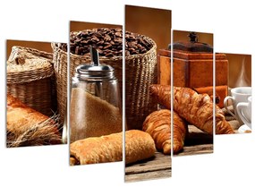 Obraz croissantů a kávy (150x105 cm)