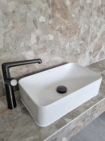 Laveo Kvadrato, umyvadlo na desku 485x295x125 mm, bílá lesklá, LAV-VUK_6249
