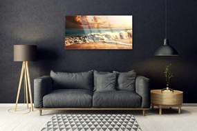 Obraz na skle Oceán Pláž Vlny Krajina 100x50 cm